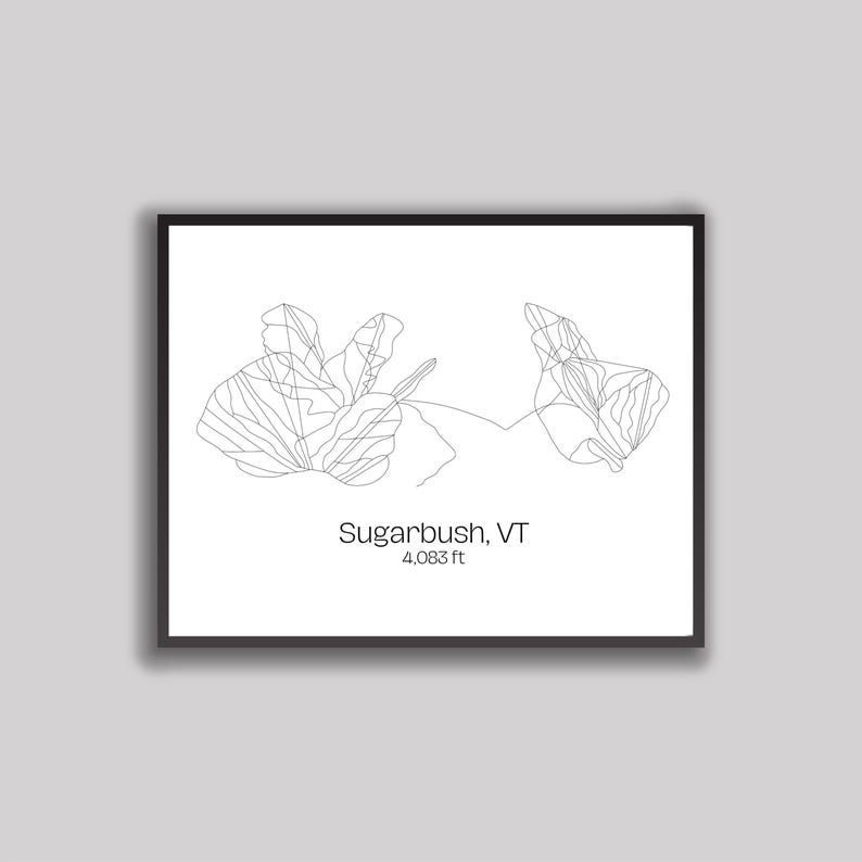 Ski Hill / Trail Map Art - Sugarbush Resort, Vermont (digital Print) - Etsy