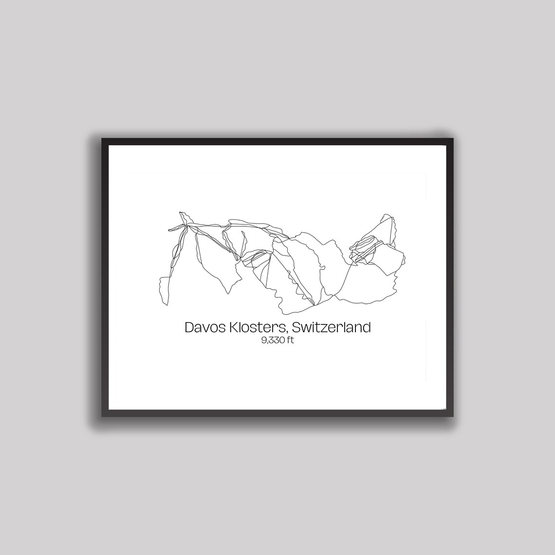 Ski Hill / Trail Map Art - Davos Klosters Skigebiet, Switzerland ...