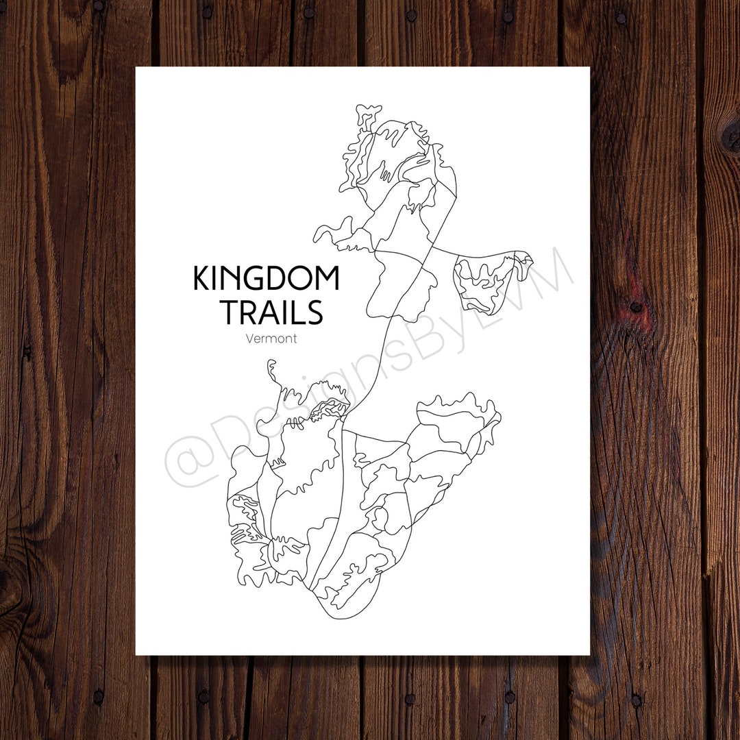Mountain Bike / Hiking Trail Map Art Kingdom Trails East - Etsy