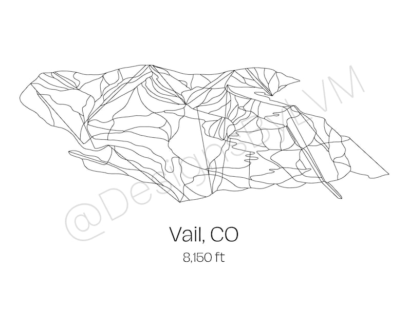 Ski Hill / Trail Map Art - Vail, Colorado (digital Print) - Etsy