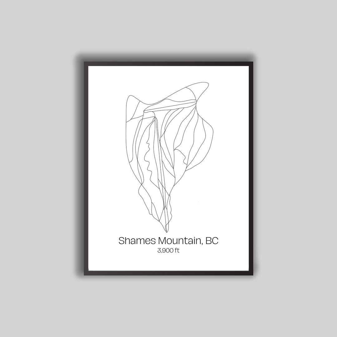 Ski Hill / Trail Map Art - Shames Mountain Ski Area, British Columbia ...