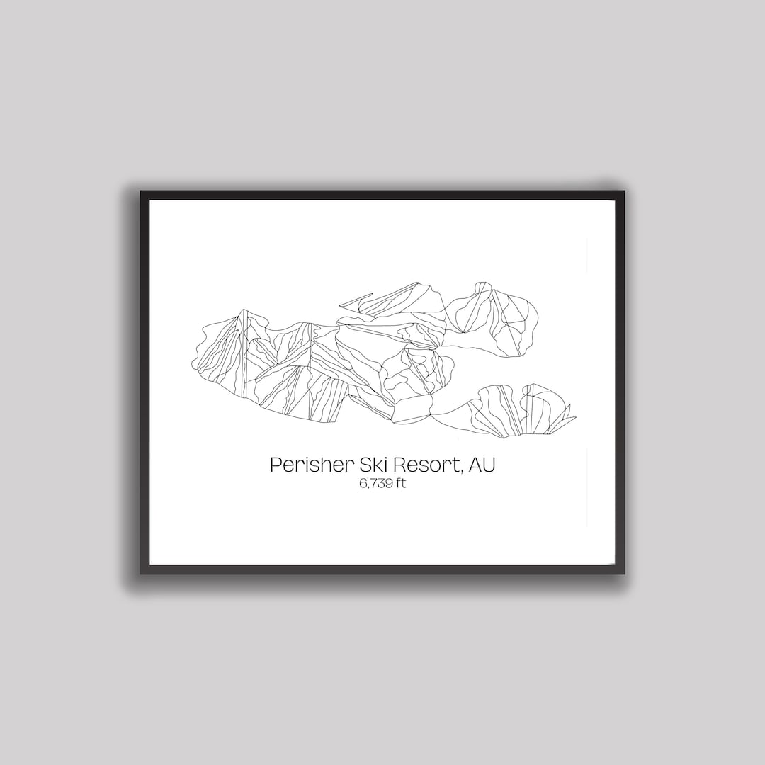 Ski Hill / Trail Map Art - Perisher Ski Resort, Australia (digital ...