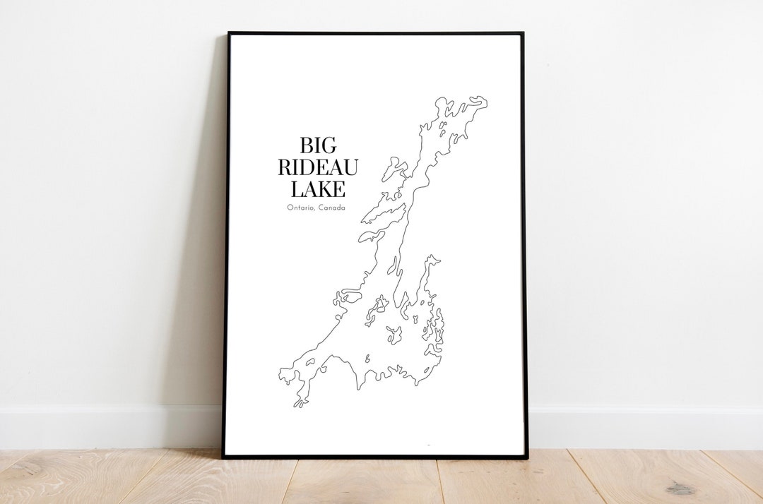 Big Rideau Lake, Ontario Canada - Lake Map Art Digital Print - Etsy