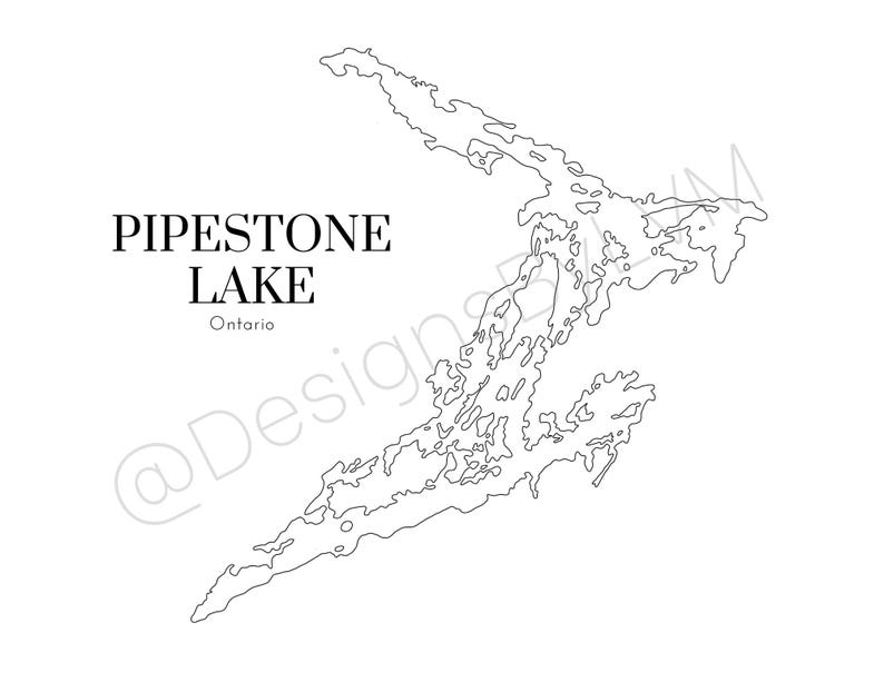 Pipestone Lake, Ontario - Minimal Lake Map Art (digital Print) - Etsy
