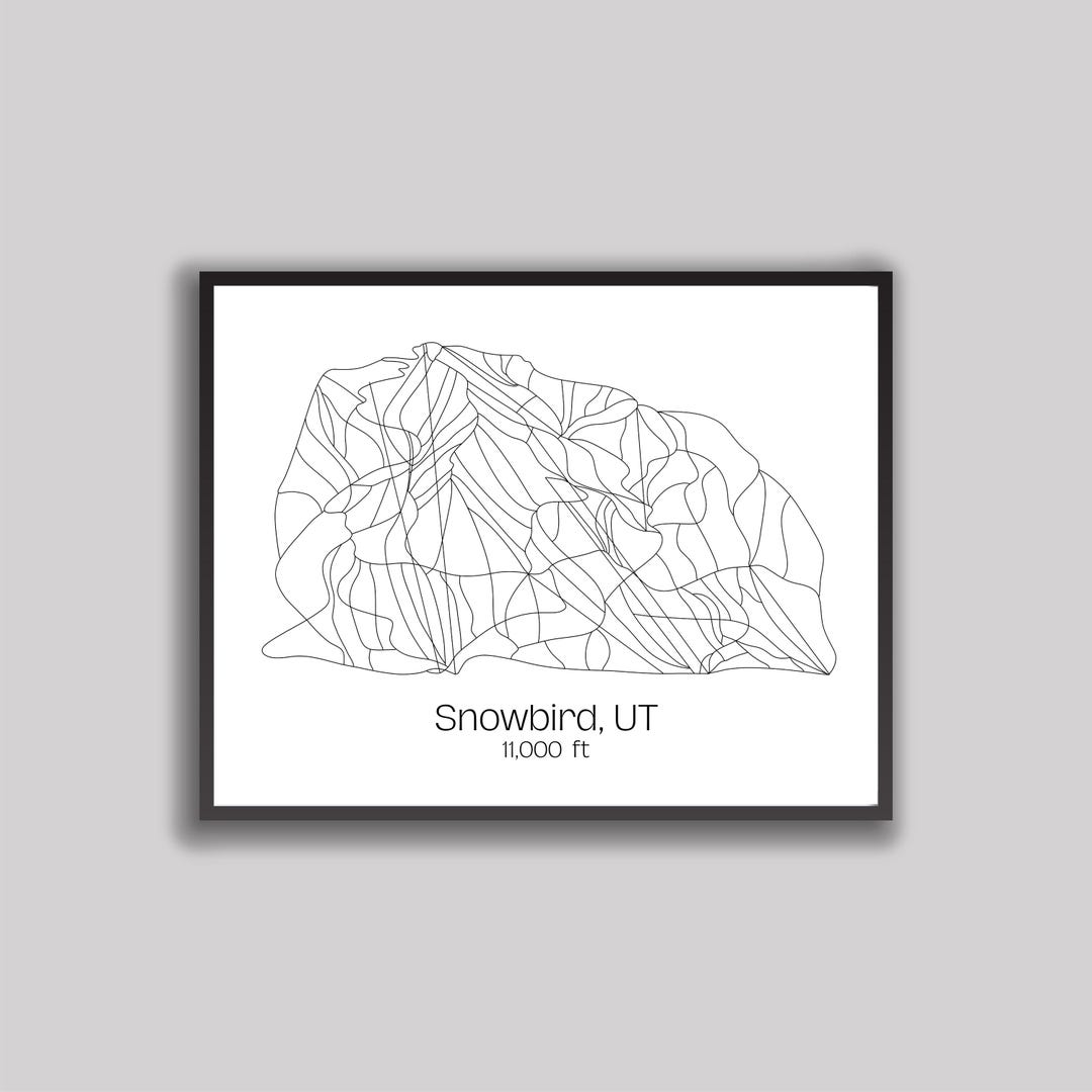 Ski Hill / Trail Map Art - Snowbird, Utah (digital Print) - Etsy