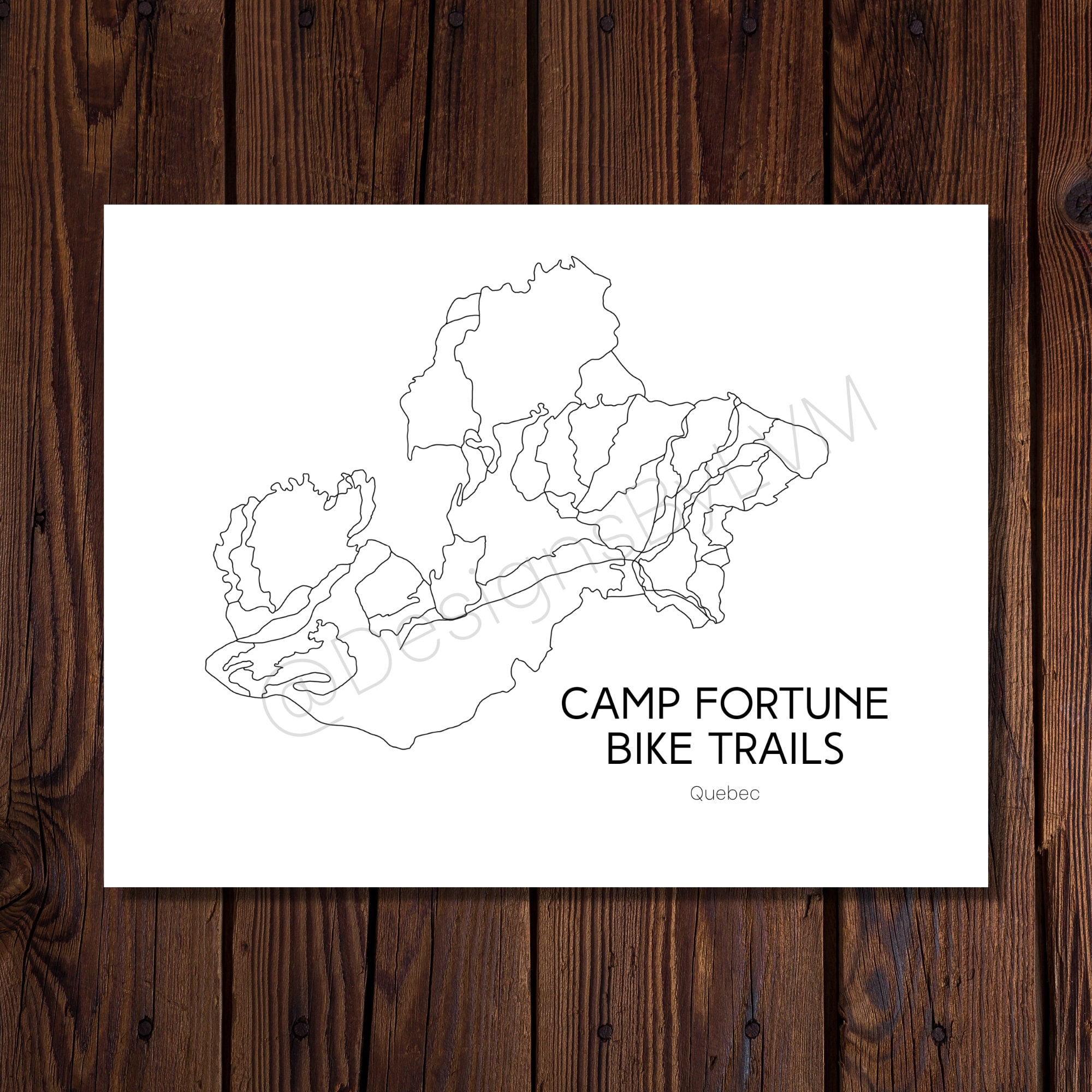 Bike Part / Trail Map Art - Camp Fortune Bike Trails, Quebec (digital ...