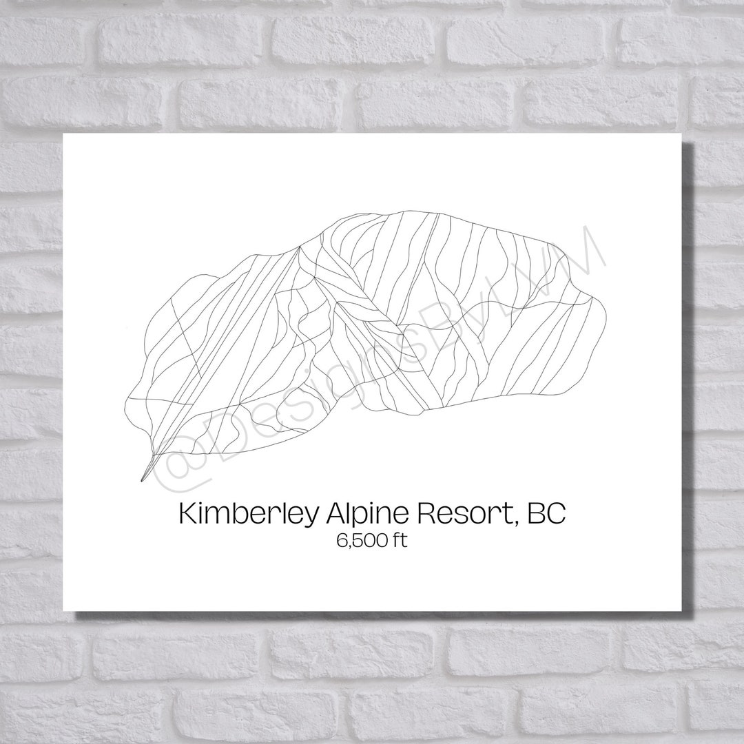 Ski Hill / Trail Map Art Kimberley Alpine Resort, British Columbia ...