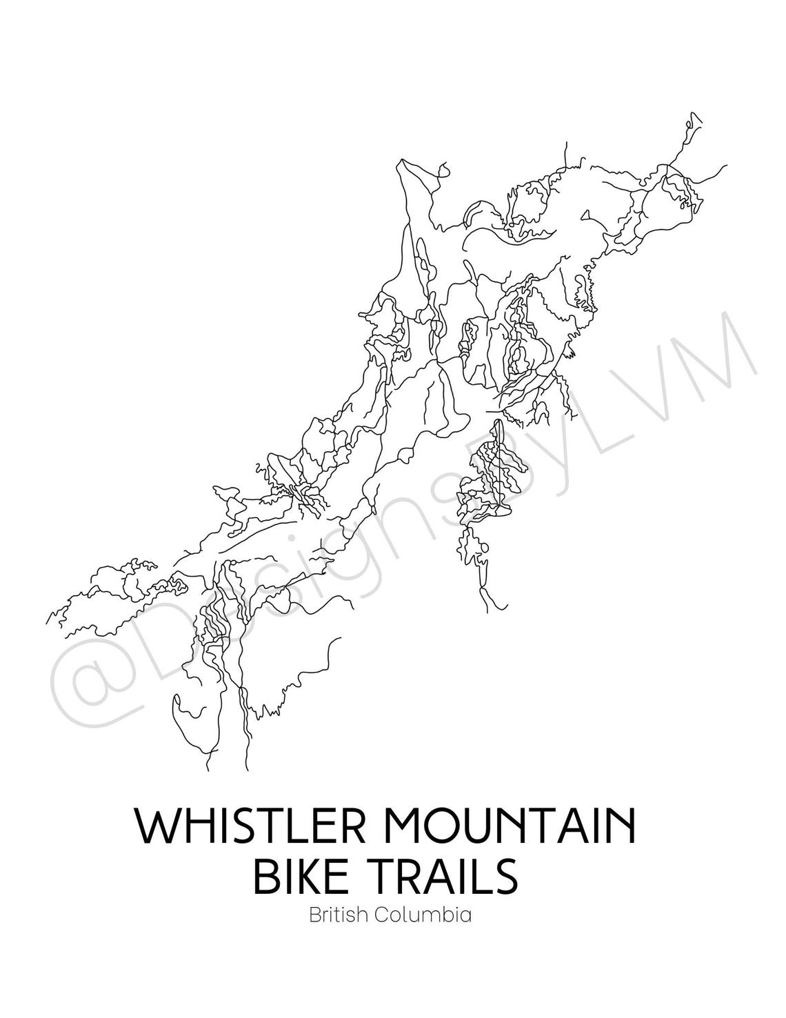 Mountain Bike Trail Art - Whistler Mountain Bike Trails Map, British ...