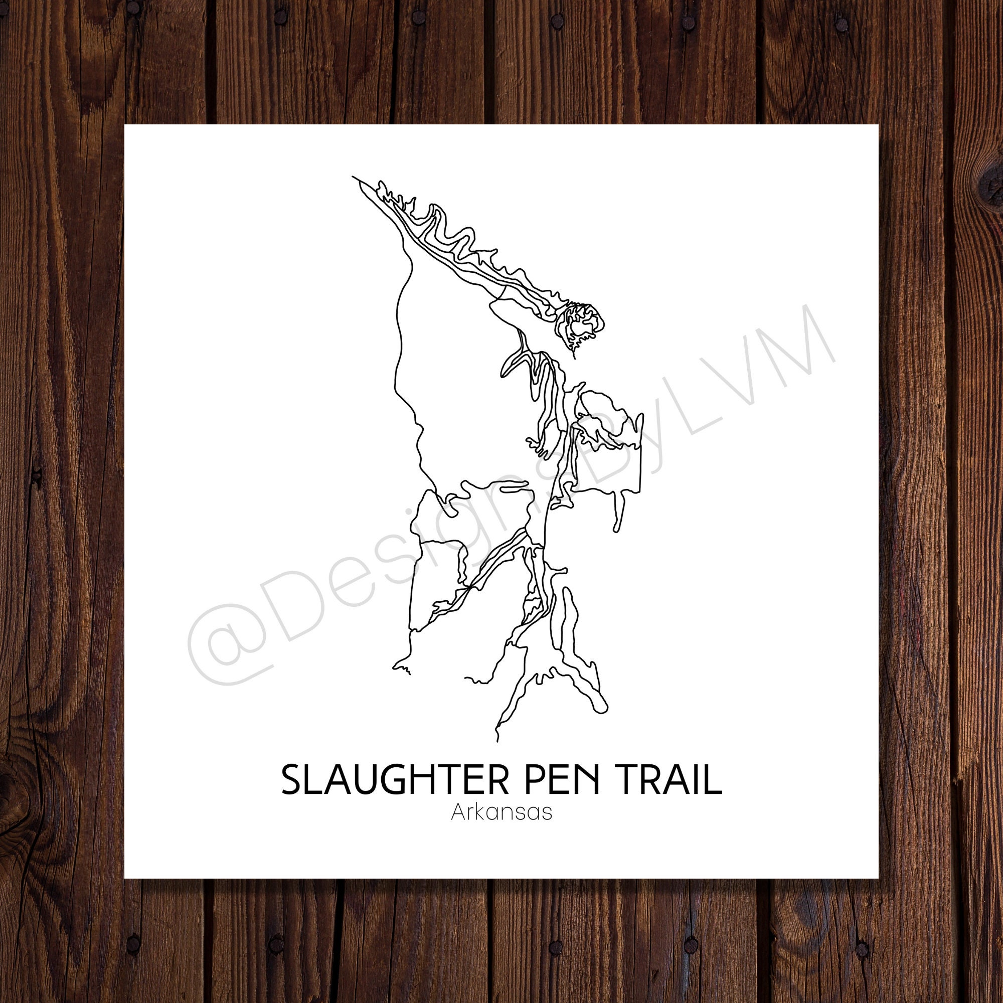 Bike Trail Map Art - Slaughter Pen Trail, Bentonville Arkansas - Etsy