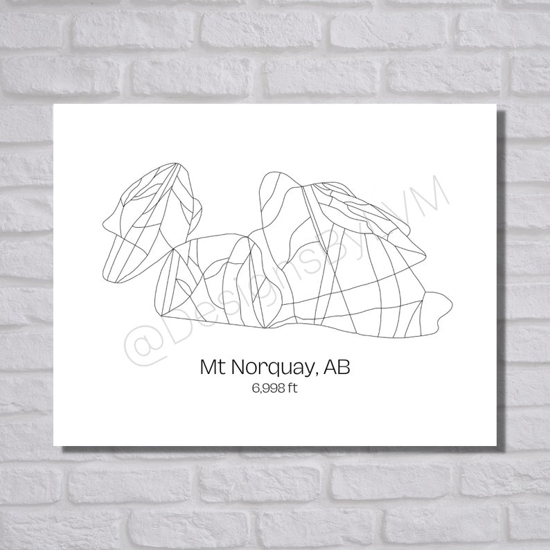 Ski Hill / Trail Map Art - Mount Norquay, Banff Alberta (digital Print ...