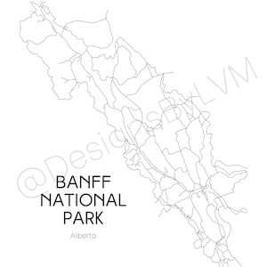 Banff National Park, Alberta Canada - Minimal Map Art (instant Digital ...