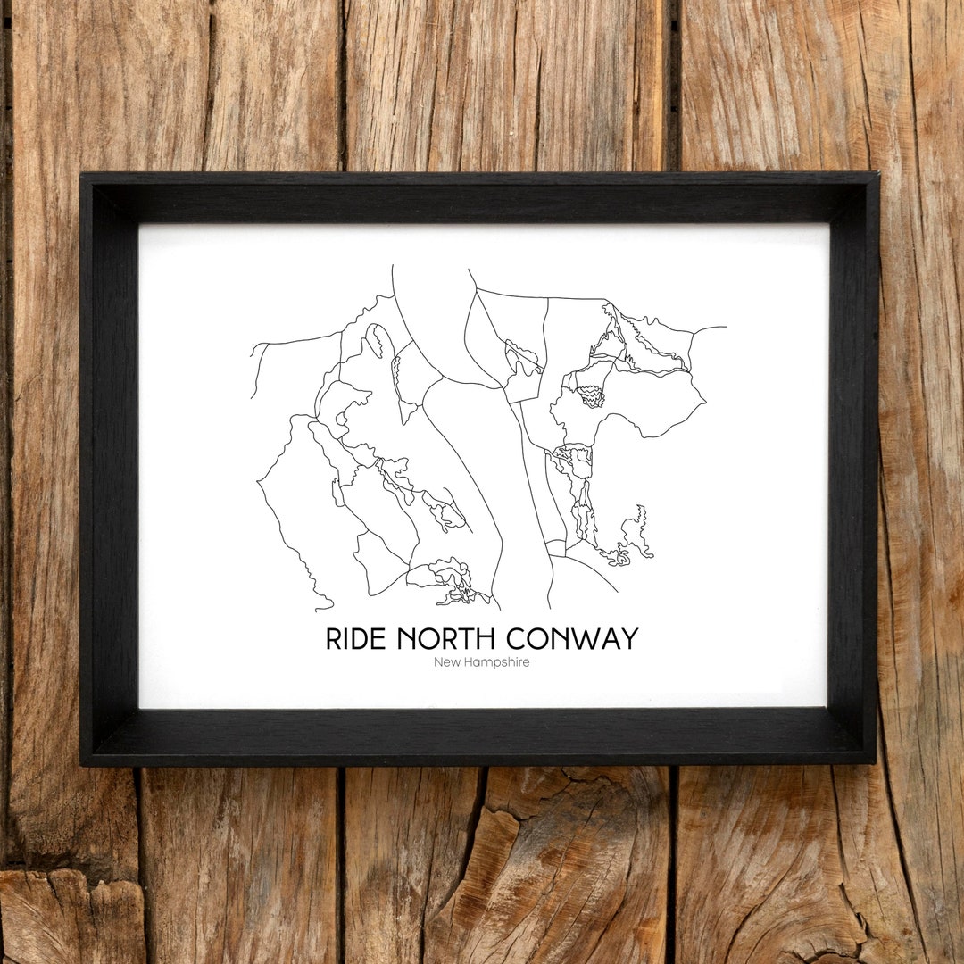 Mountain Bike and Hike Trail Map Art - North Conway, New Hampshire ...