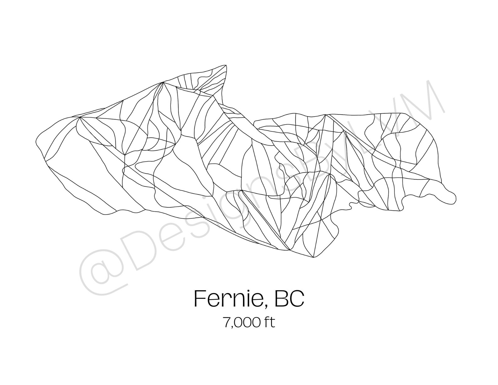 Ski Hill / Trail Map Art - Fernie Alpine Resort, BC (digital Print) - Etsy