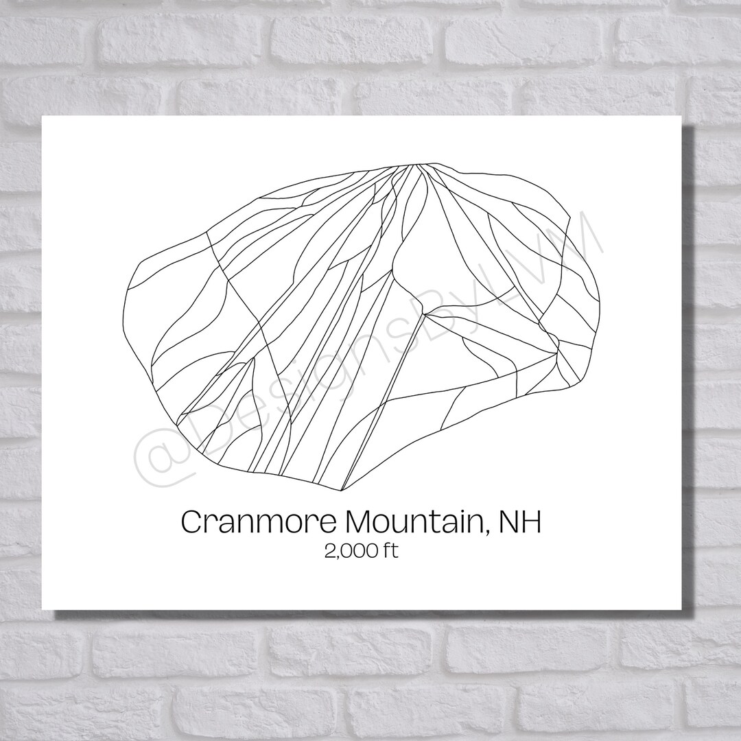 Ski Hill / Trail Map Art Cranmore Mountain Resort North - Etsy