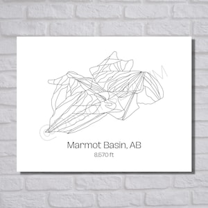 Ski Hill/ Trail Map Art - Marmot Basin, AB (digital Print) - Etsy