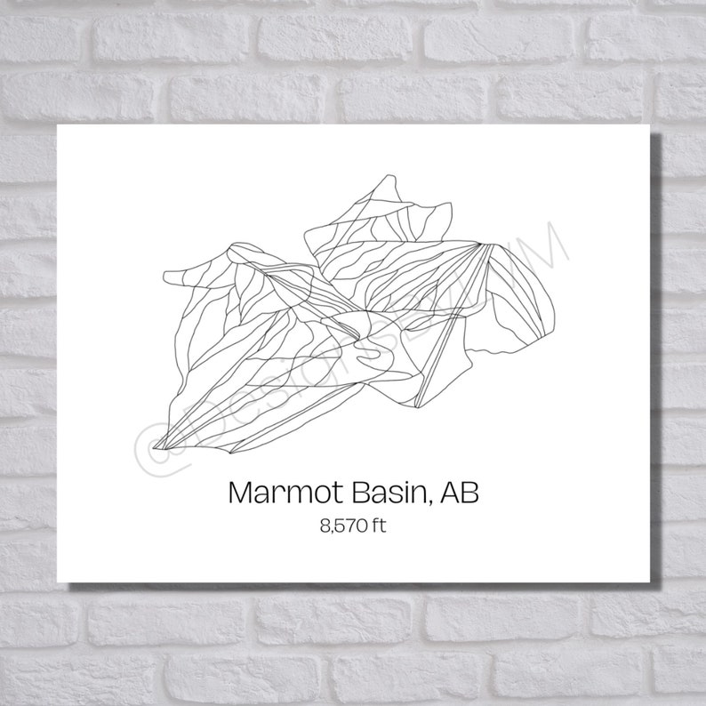 Ski Hill/ Trail Map Art - Marmot Basin, AB (digital Print) - Etsy