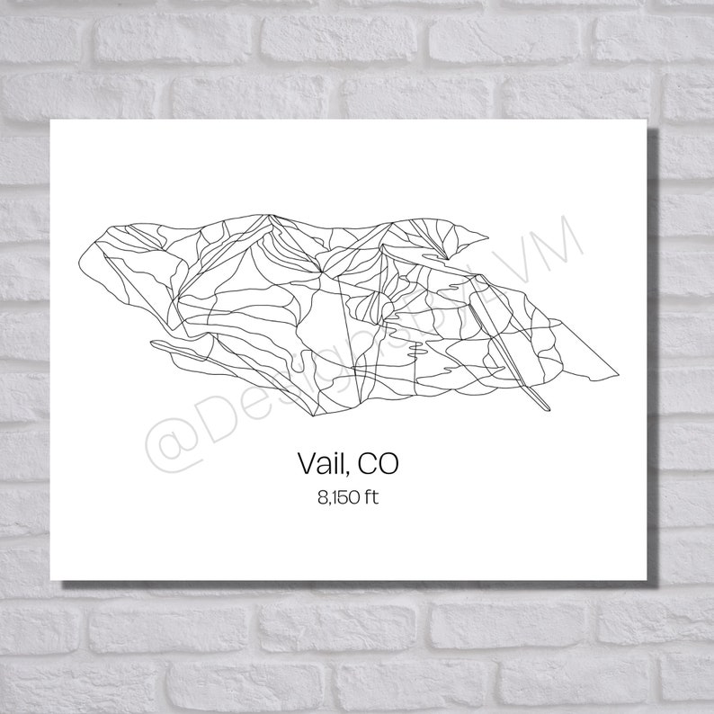Ski Hill / Trail Map Art - Vail, Colorado (digital Print) - Etsy