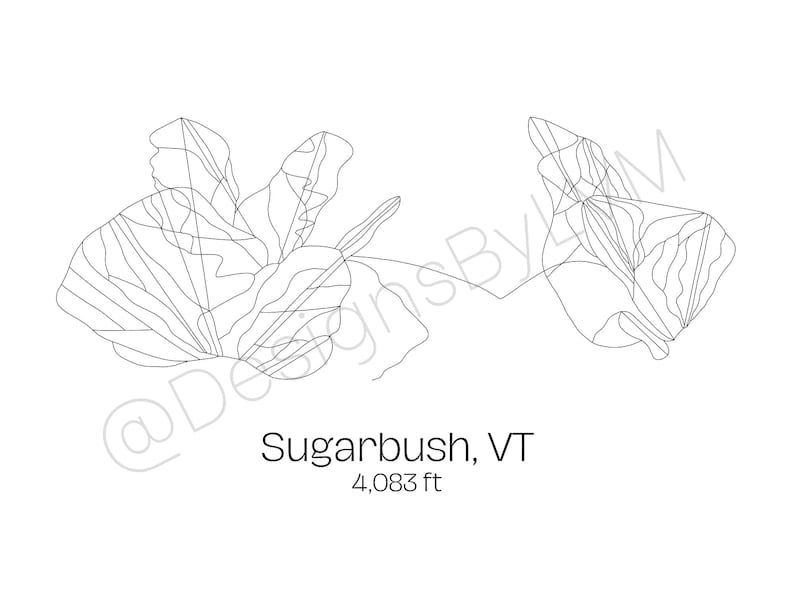 Ski Hill / Trail Map Art - Sugarbush Resort, Vermont (digital Print) - Etsy