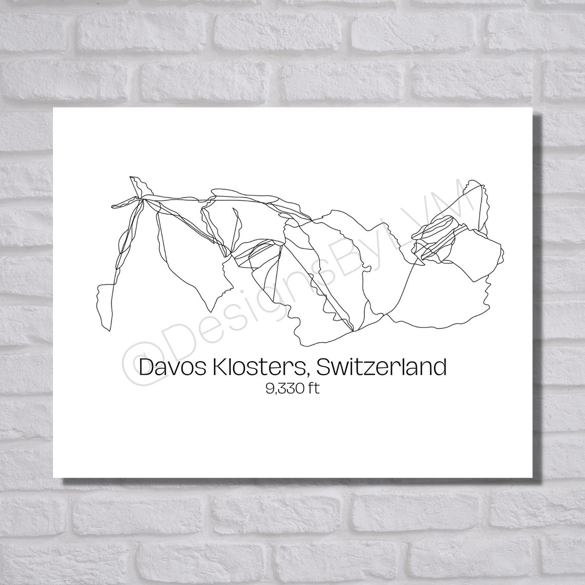 Ski Hill / Trail Map Art - Davos Klosters Skigebiet, Switzerland ...