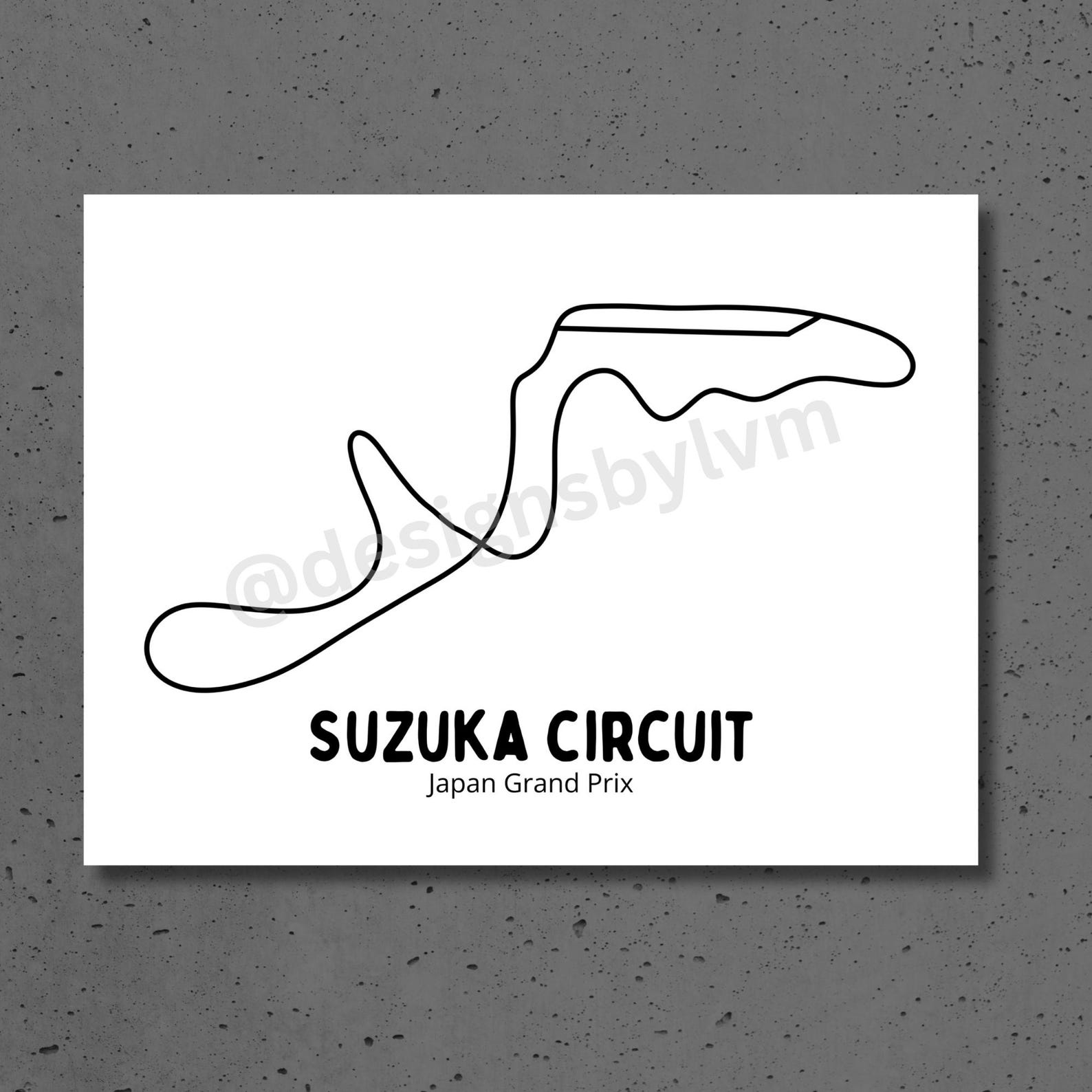 Suzuka Circuit / Japan Grand Prix - Custom F1 Circuit Map - Hand-drawn ...
