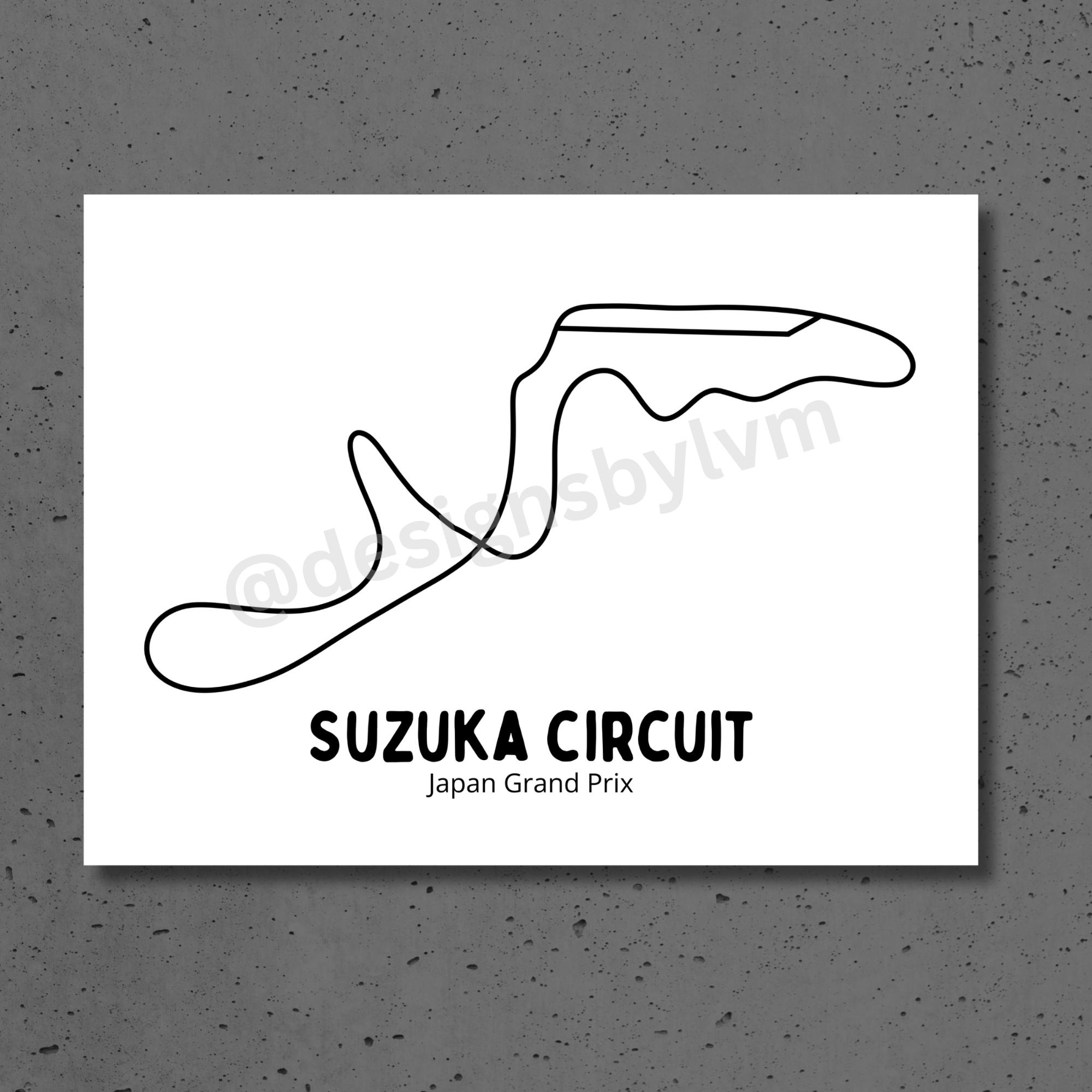 Suzuka Circuit / Japan Grand Prix - Custom F1 Circuit Map - Hand-drawn ...