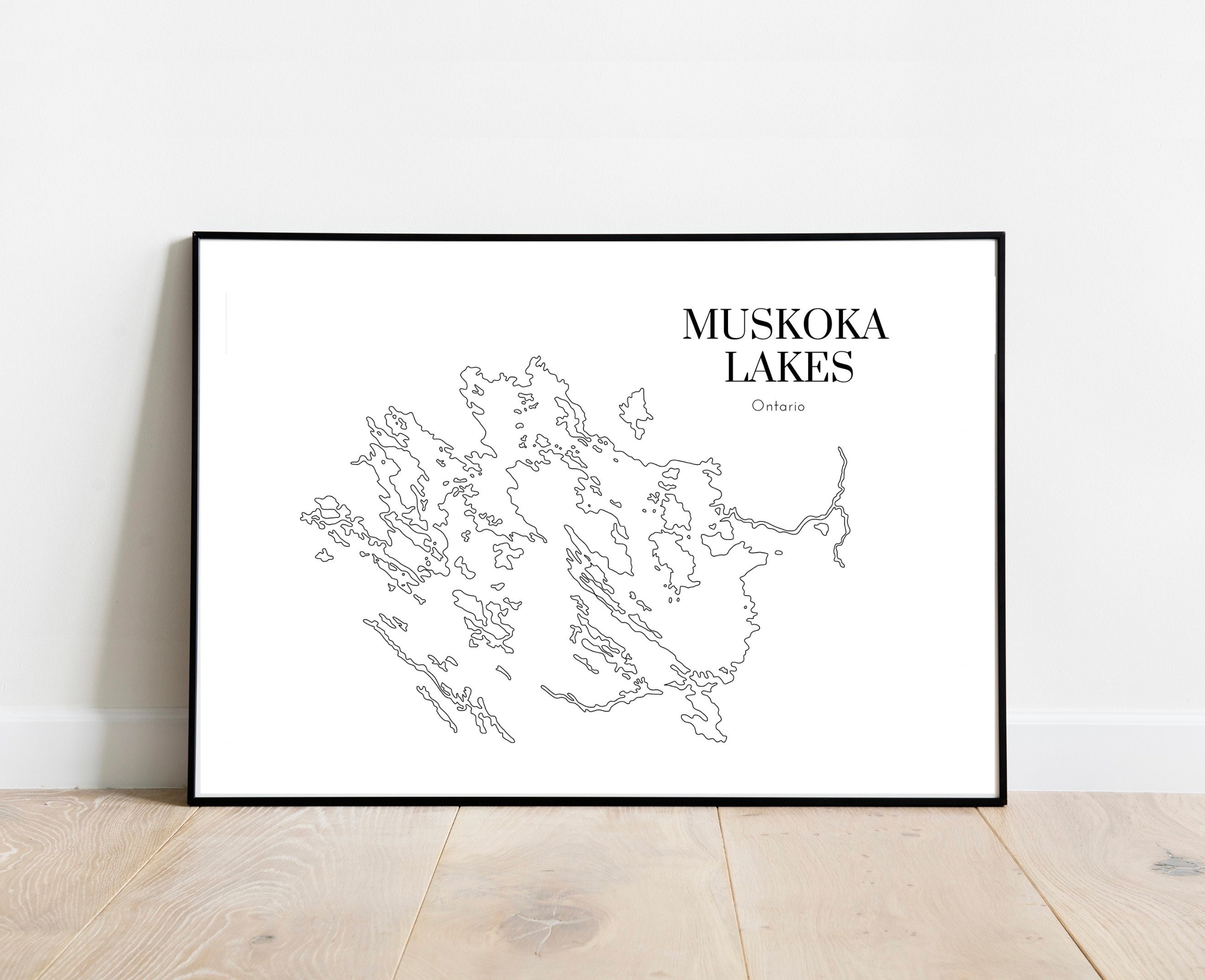 Muskoka Lakes, Ontario Canada Lake Map Art digital Print - Etsy