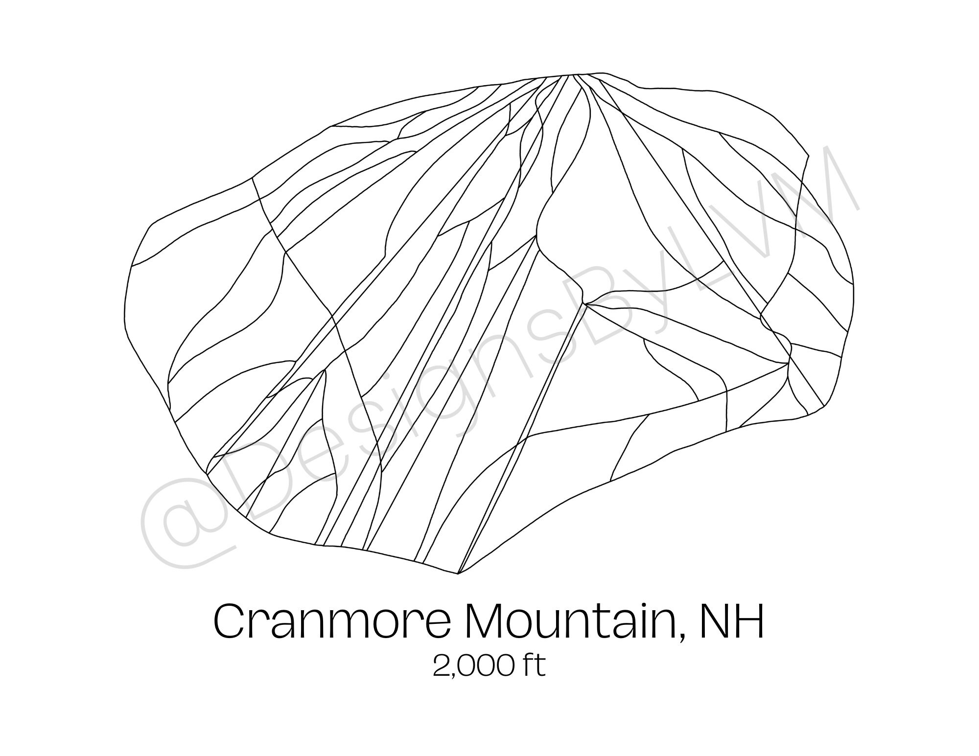 Ski Hill / Trail Map Art Cranmore Mountain Resort North - Etsy Australia