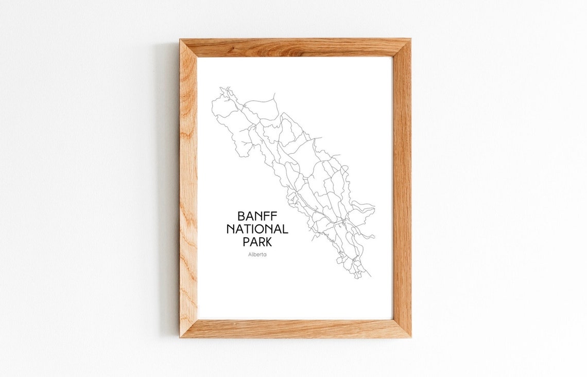 Banff National Park, Alberta Canada - Minimal Map Art (instant Digital ...