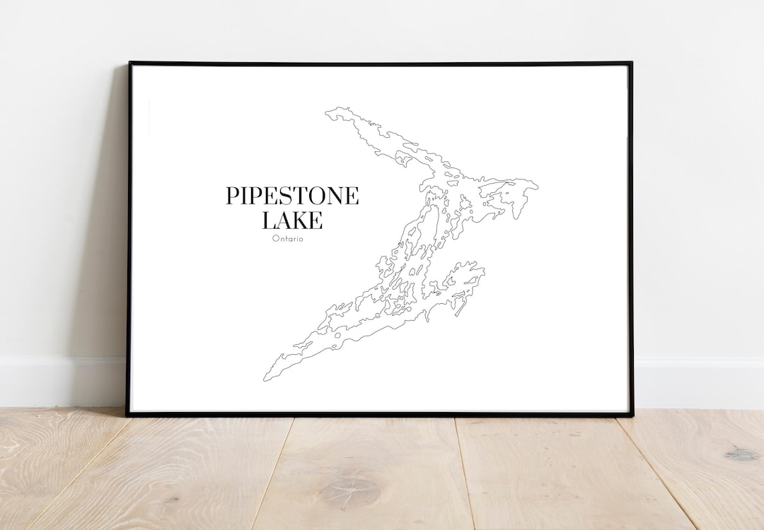 Pipestone Lake, Ontario - Minimal Lake Map Art (digital Print) - Etsy