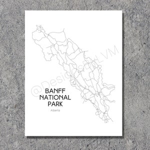 Banff National Park, Alberta Canada - Minimal Map Art (instant Digital ...