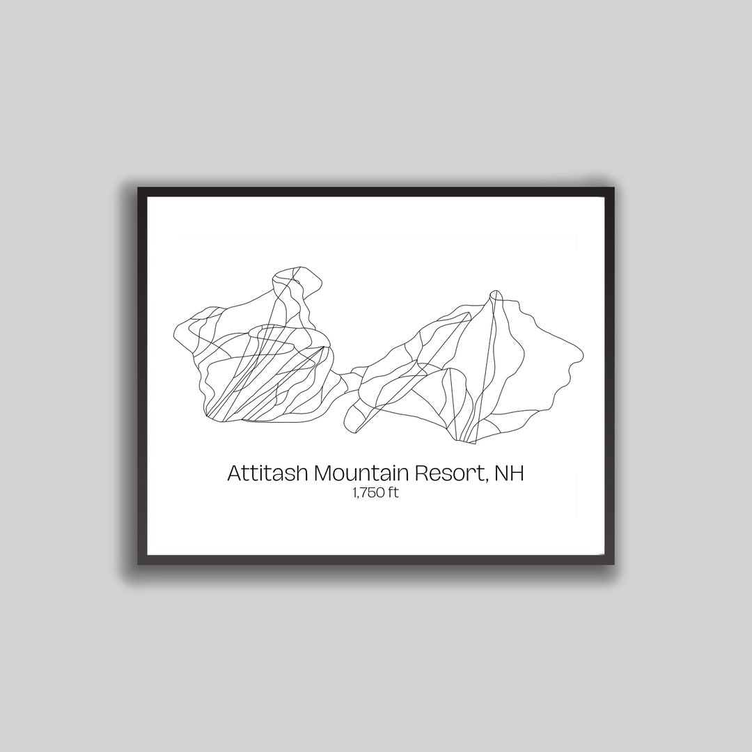 Ski Hill / Trail Map Art - Attitash Mountain Resort, New Hampshire ...