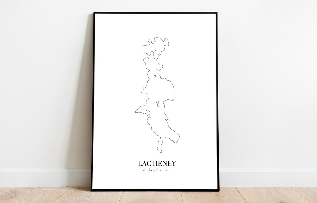 Lac Heney, Quebec Canada - Lake Map Art Digital Print - Etsy