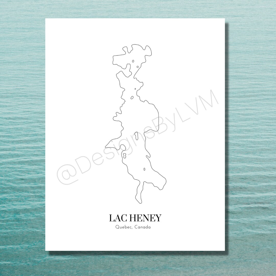Lac Heney Quebec Canada Lake Map Art Digital Print - Etsy