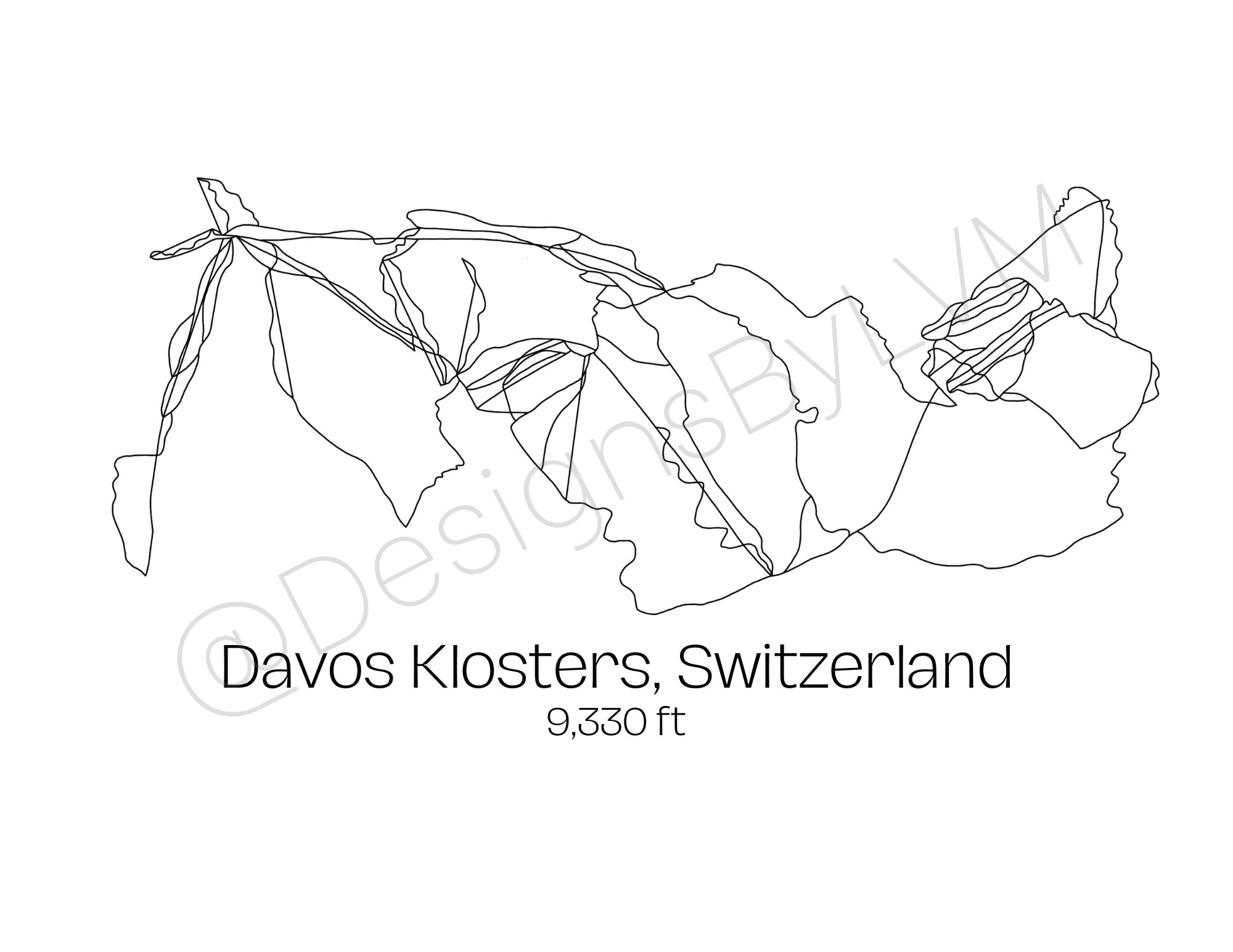 Ski Hill / Trail Map Art - Davos Klosters Skigebiet, Switzerland ...
