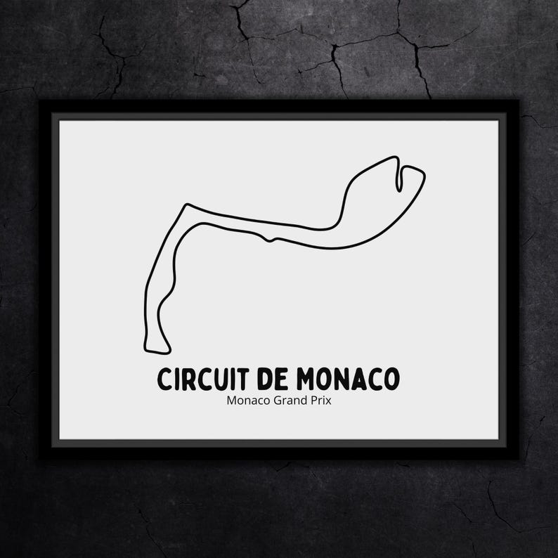 Monaco Grand Prix F1 Track Art: Hand-drawn Circuit Map (digital ...