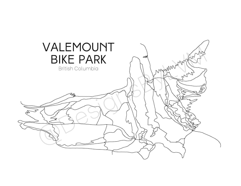 Bike Park / Trail Map Art Valemount Bike Park, British Columbia digital ...