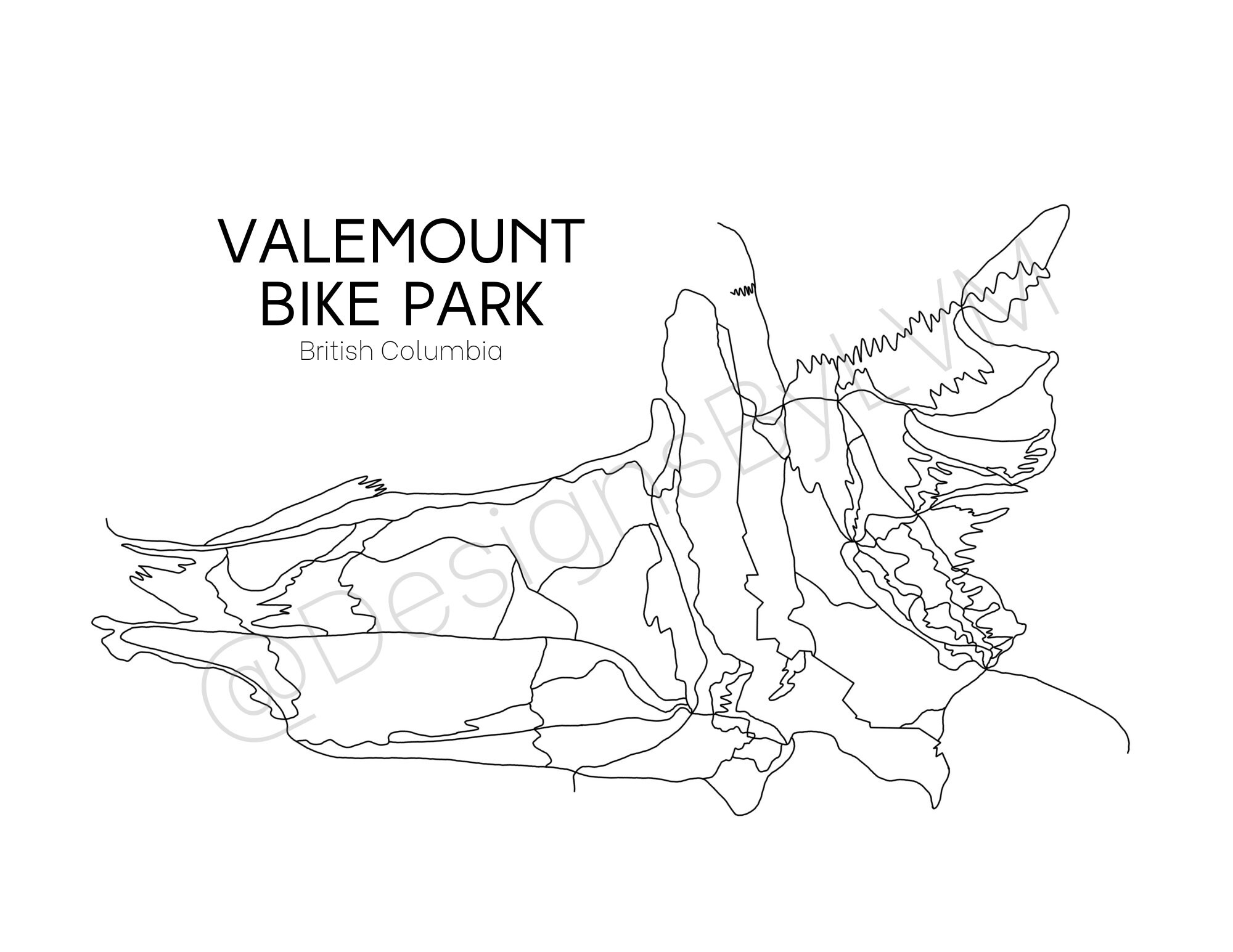 Bike Park / Trail Map Art Valemount Bike Park, British Columbia digital ...