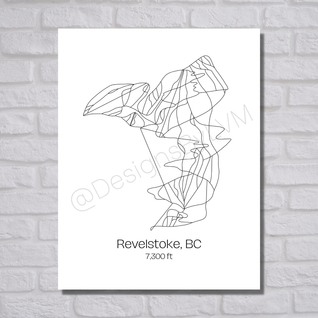 Ski Hill / Trail Map Art Revelstoke Mountain Resort, British Columbia ...