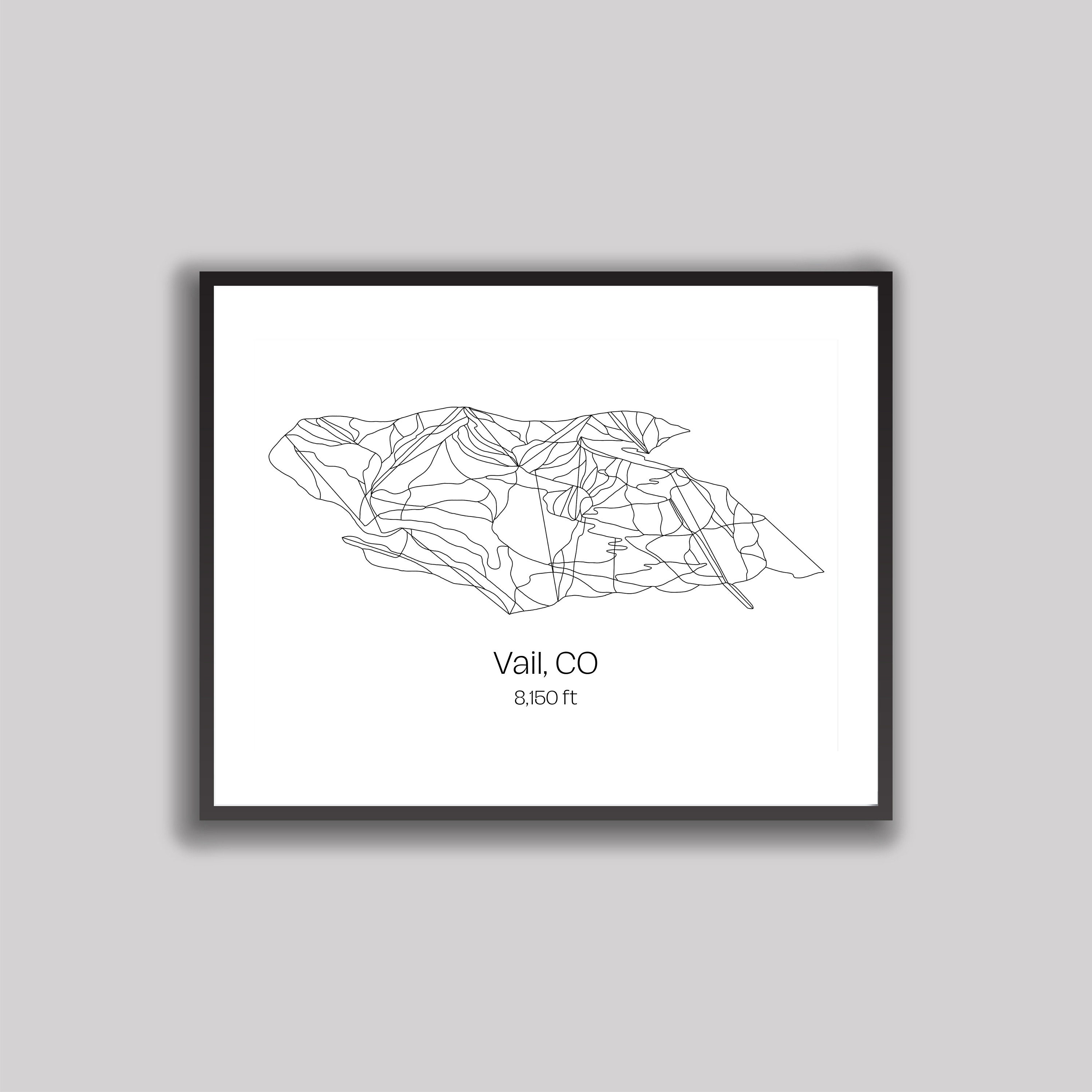 Ski Hill / Trail Map Art - Vail, Colorado (digital Print) - Etsy