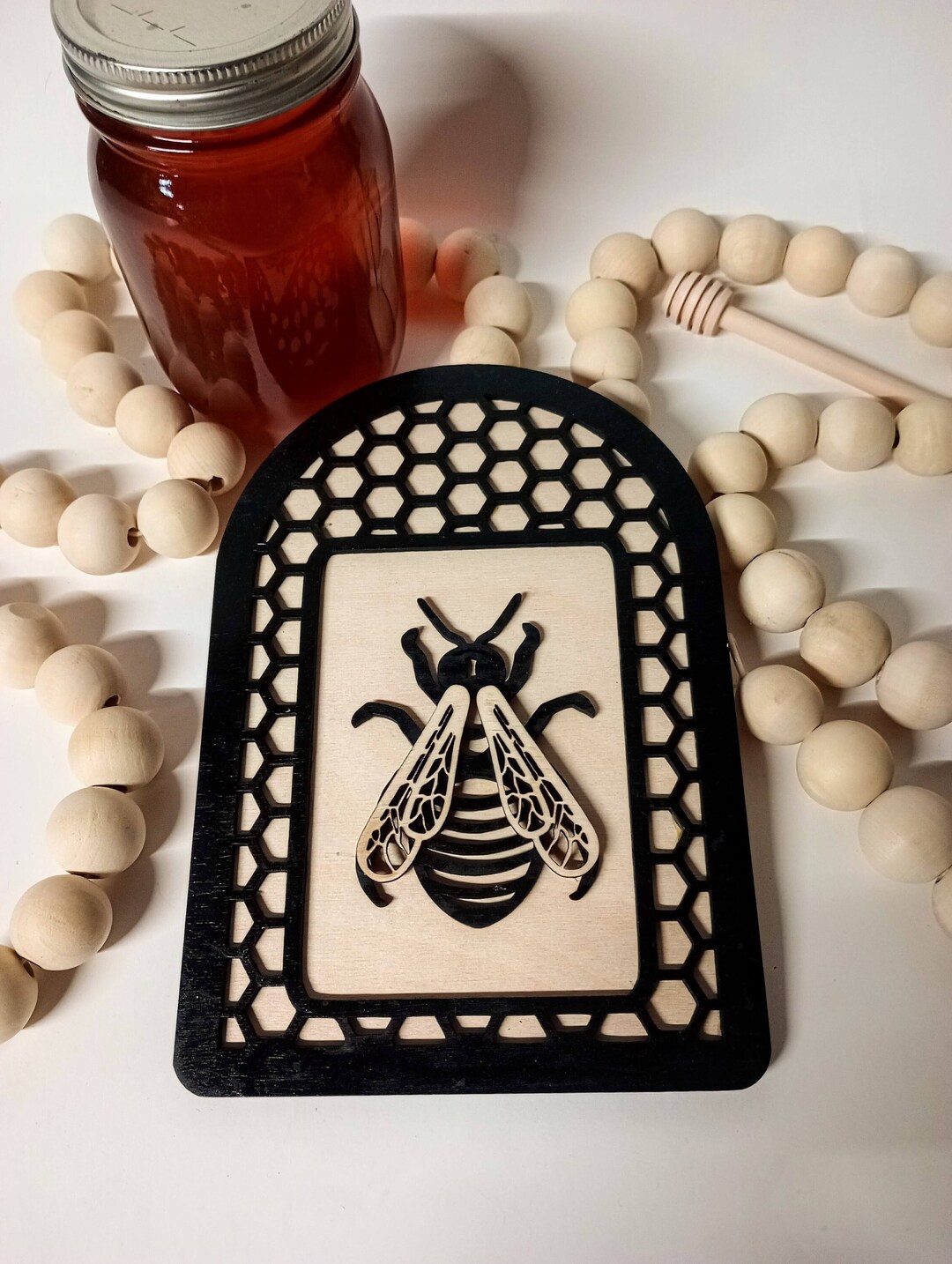 Honeycomb Framed Bee, Minibee, Home Decor, Wall Hanging, Honeybee ...