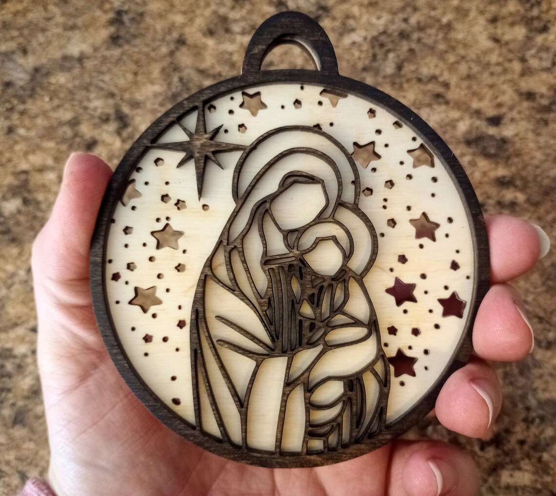 Mary and Baby Jesus Ornament Digital Download, Svg, Double Layered ...