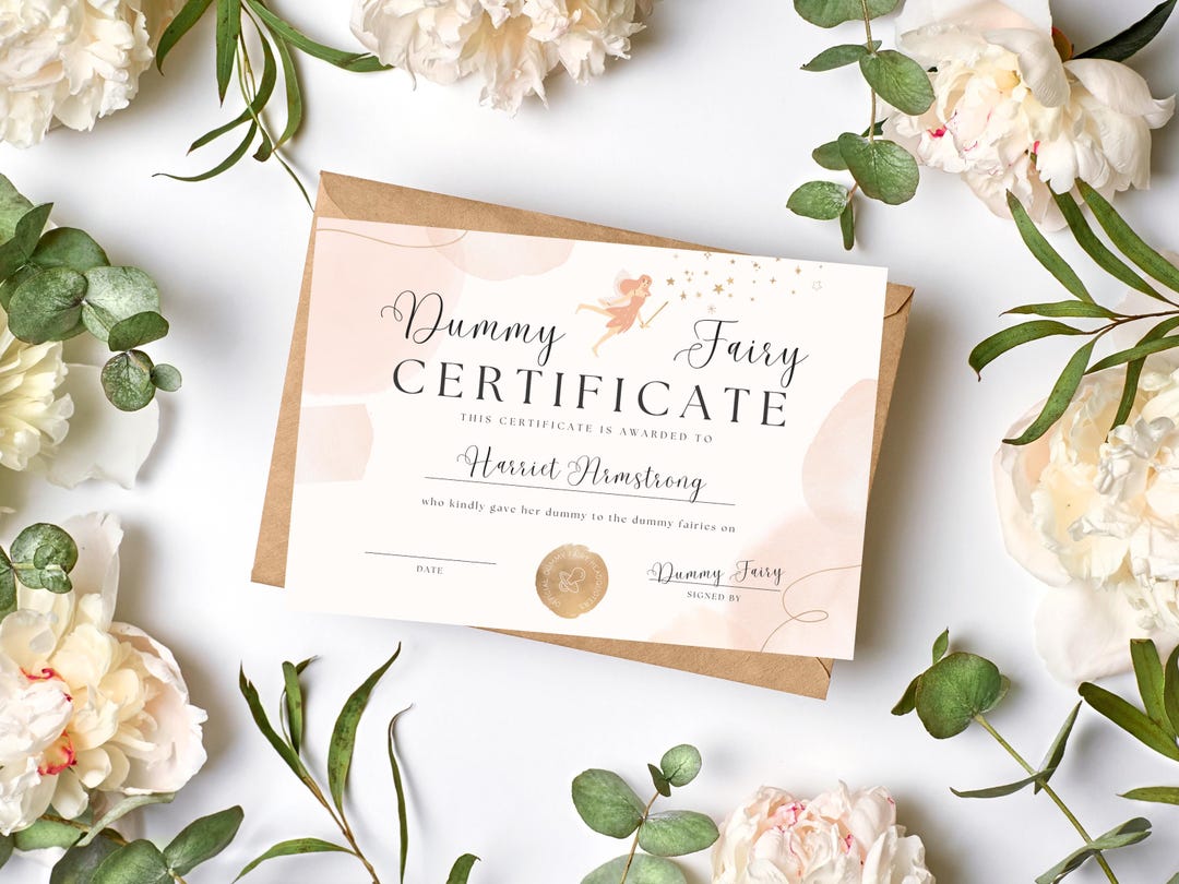 Dummy Fairy Certificate for Her Kids 2024 Digital Print Giving Away ...
