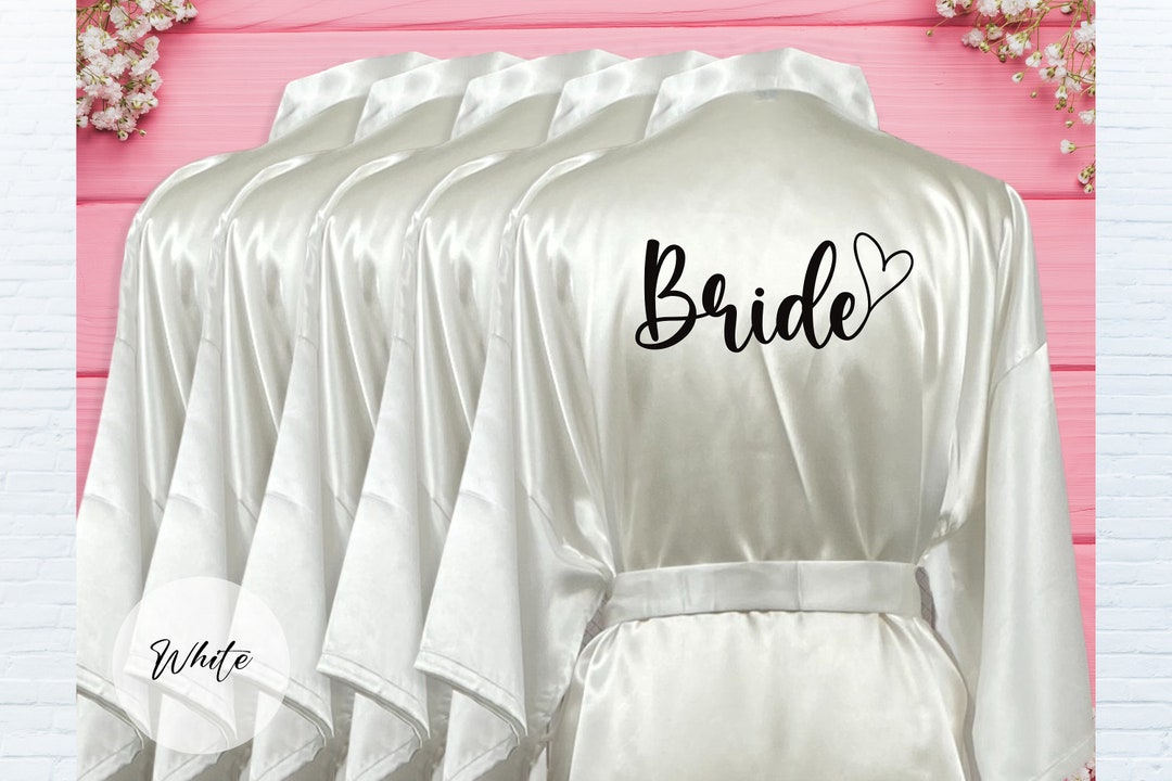 Heart Bridesmaid and Bride Robes, Bridal Party Satin Robes, Bride ...