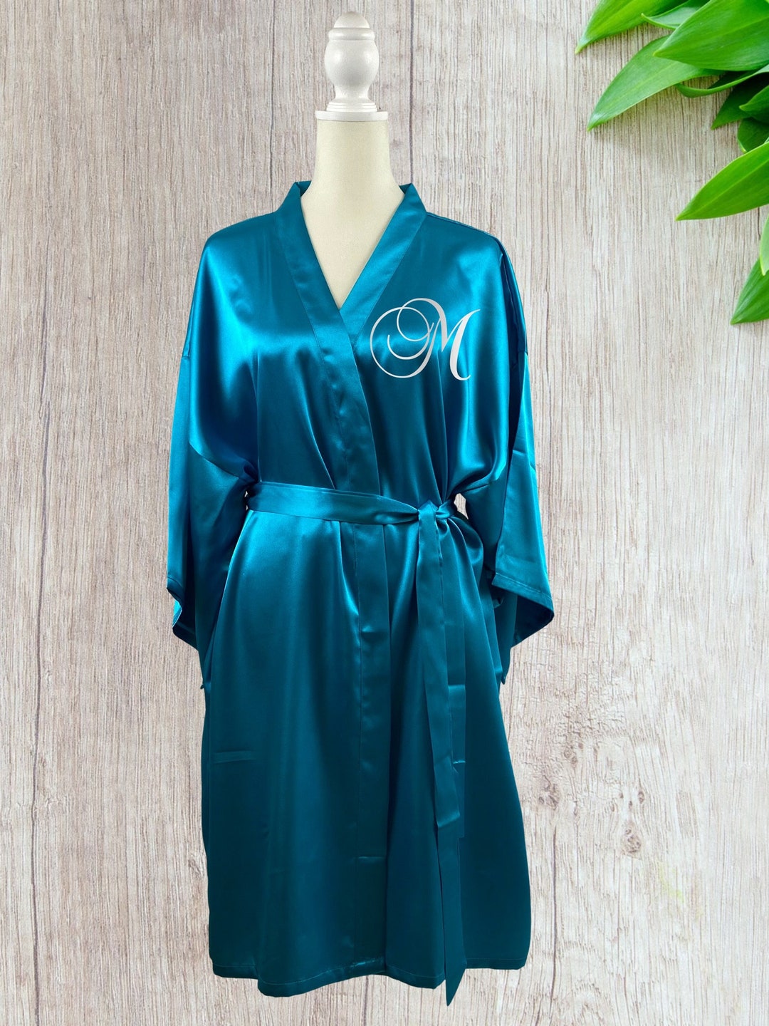 Bridesmaid Robe Aqua Blue Bridesmaid Solid Satin Robes Bridal Party ...