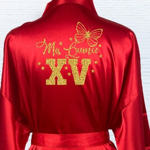 Glitter Miss Quince XV Robe, Flower Girl Robes, Aesthetic Miss Quince ...