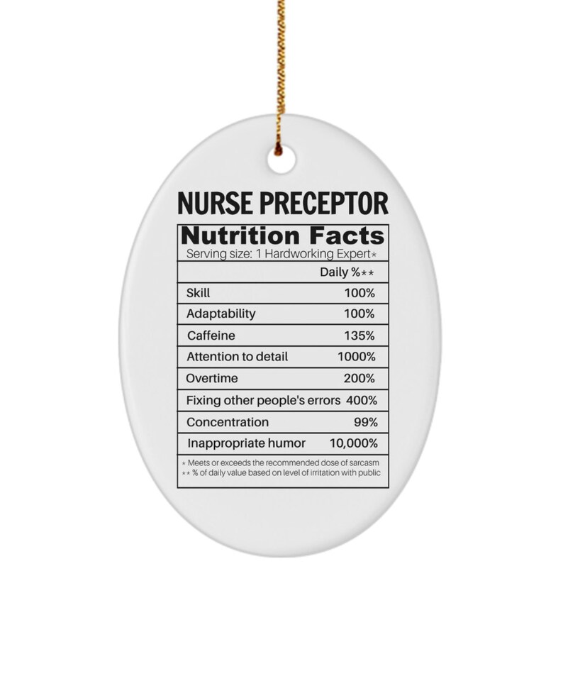 Nurse Preceptor Nutritional Facts Ornament Graduation Gift, Best NP ...