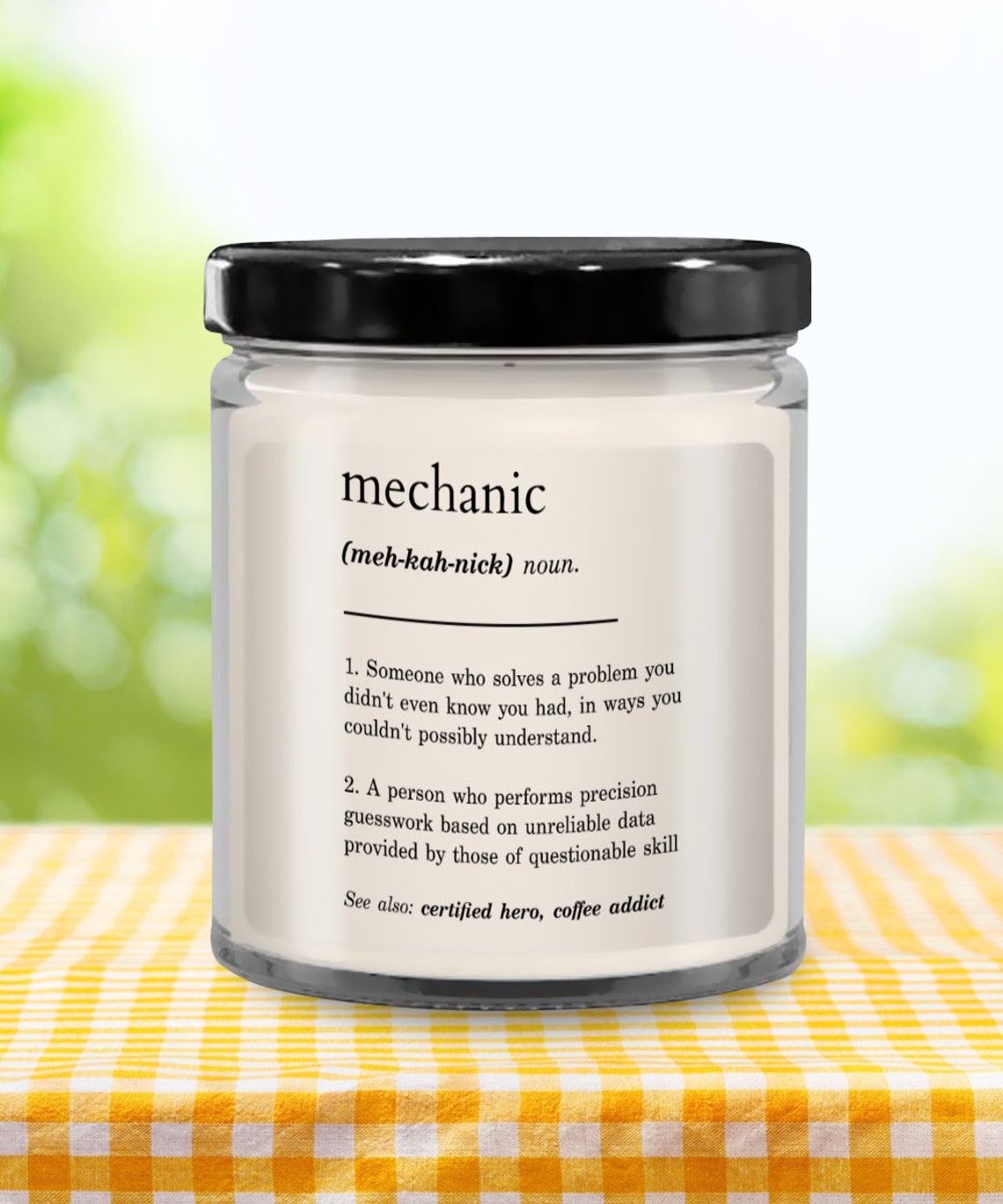 Mechanic Definition Candle Gift, Best Motor Repair Engineer Present for ...