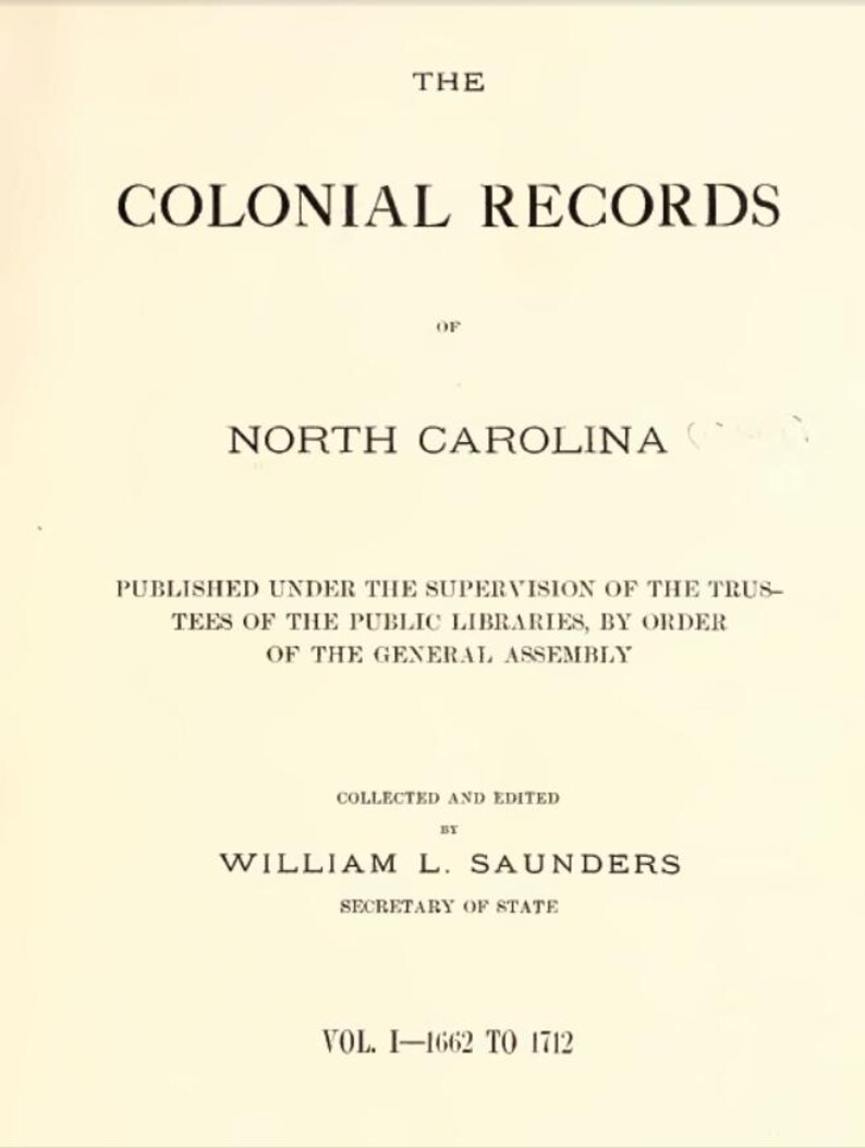 Colonial Records of North Carolina in 10 Volumes 1662-1790 - Etsy