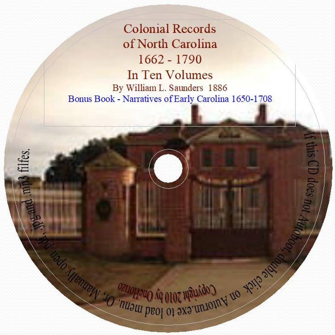 Colonial Records of North Carolina in 10 Volumes 1662-1790 - Etsy