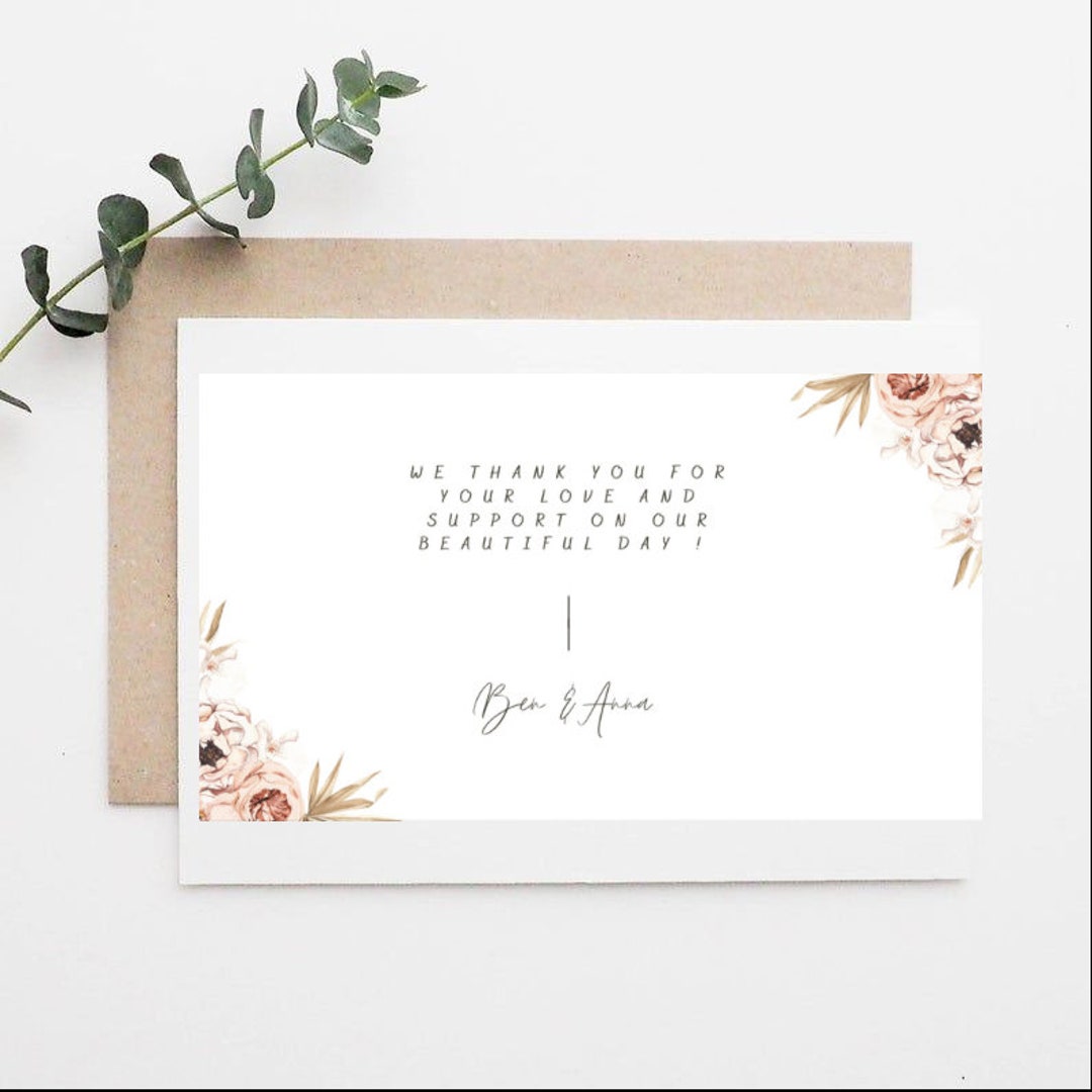 Script Wedding Thank You Card Template, Thank You Card Printable ...
